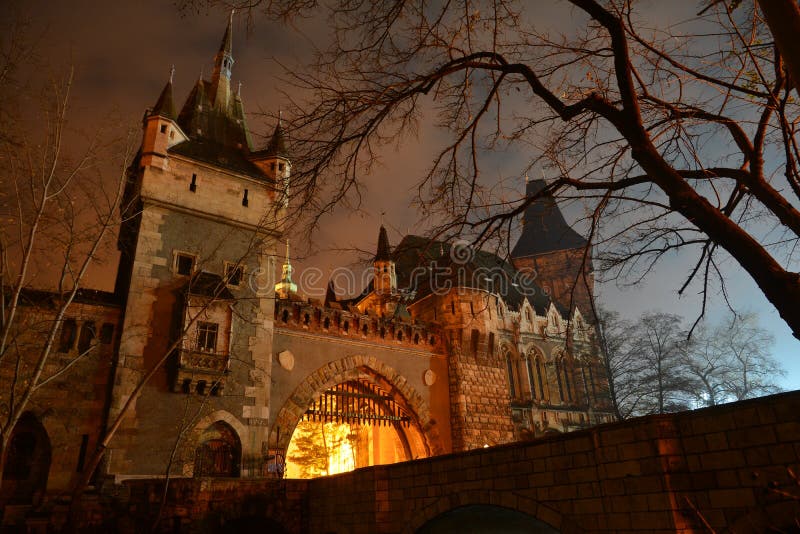 Vajdahunyad Castle at Night Stock Image - Image of print, haunt: 48103341