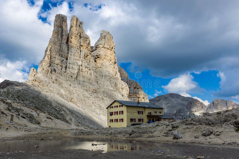 Vajolet Towers editorial photography. Image of chalet - 58819522