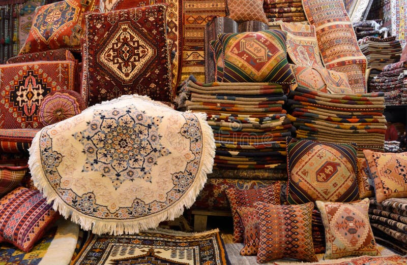 Carpets in the Vakil Bazaar, Shiraz, Iran Stock Image - Image of ...