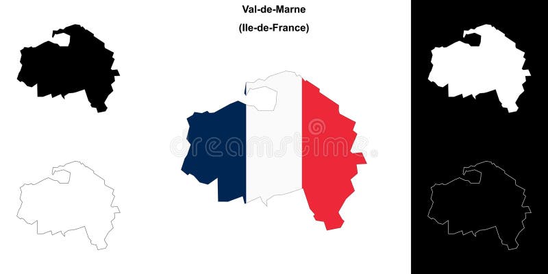 Val-de-Marne outline map stock vector. Illustration of departments ...
