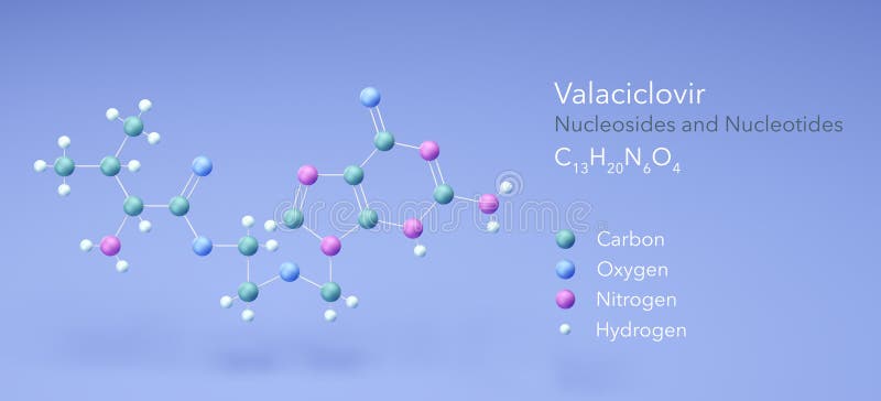 Valaciclovir Molecule, Structural Chemical Formula, Ball-and-stick ...