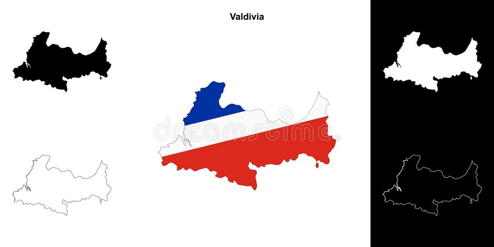 Valdivia outline map stock vector. Illustration of contour - 371575593