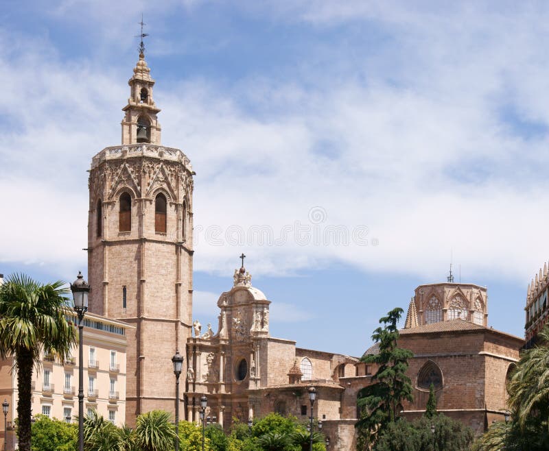 Valencia Cathedral of Saint Mary Stock Image - Image of urban, tower ...