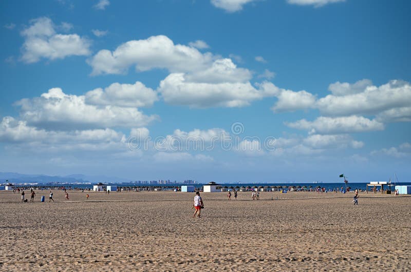 Valencia City Beach,summertime,Spain Stock Image - Image of beach ...