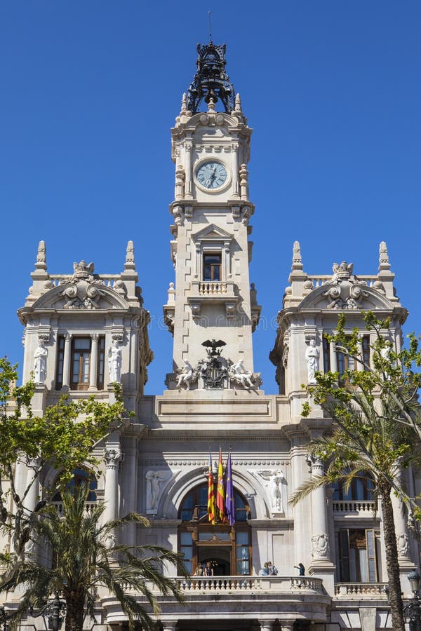 Valencia City Hall stock image. Image of tower, modernism - 664017