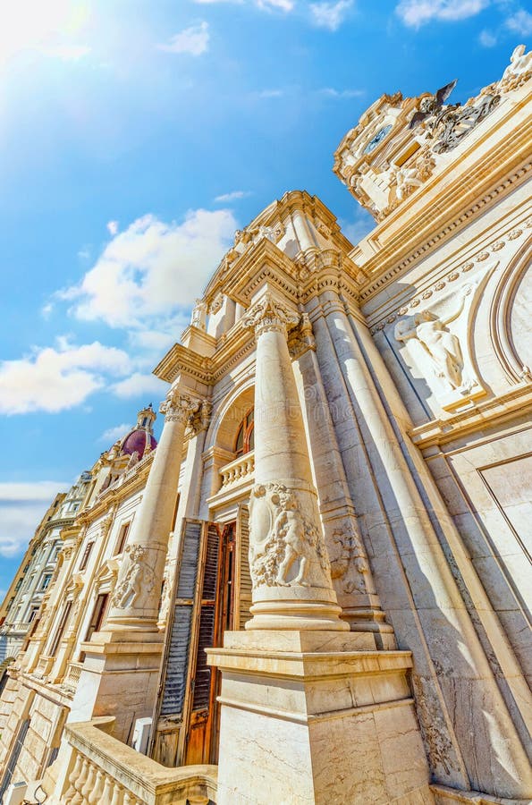 Valencia City Hall on City Hall Square Stock Photo - Image of modernism ...