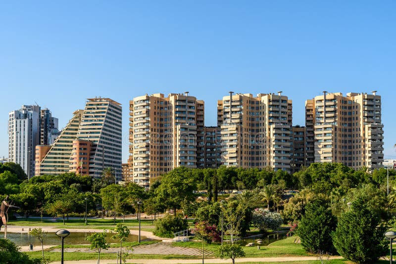 Valencia City Skyline in Spain Imagen de archivo - Imagen de cielo ...