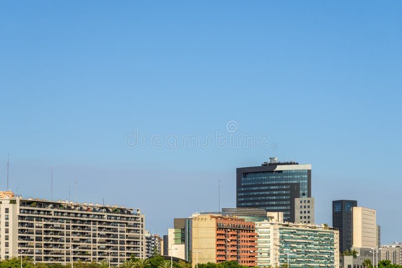 Valencia City Skyline in Spain Stock Image - Image of cityscape, center ...