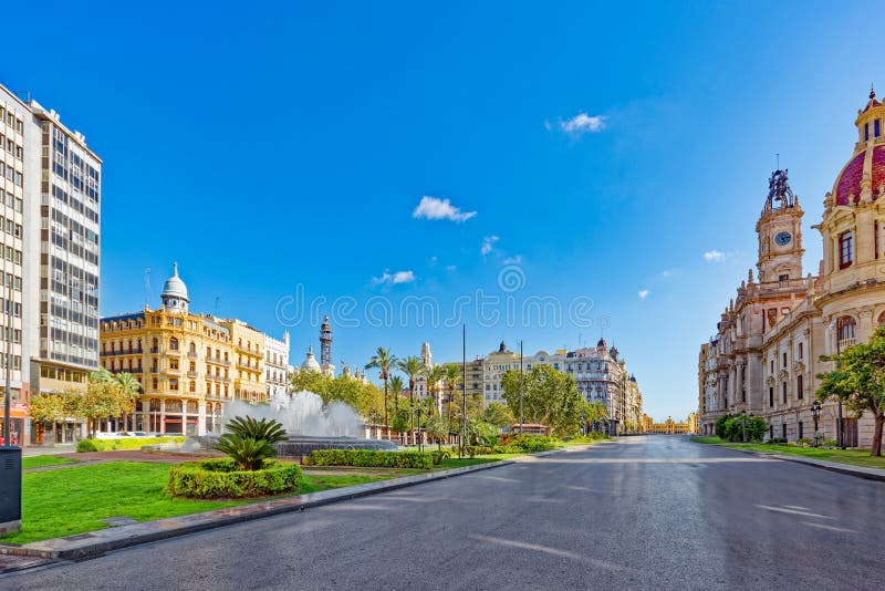 Valencia. Modernisme Plaza of the City Hall Editorial Stock Photo ...