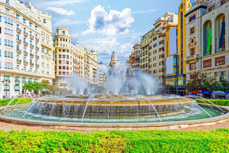 Valencia. Modernisme Plaza of the City Hall Stock Image - Image of ...