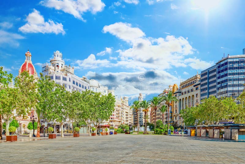 Valencia. Modernisme Plaza of the City Hall Editorial Photography ...