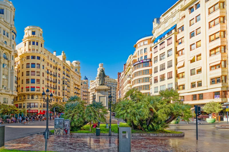 Valencia. Modernisme Plaza of the City Hall Stock Photo - Image of ...
