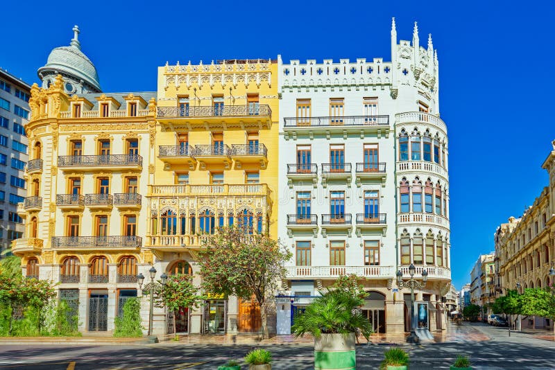 Valencia. Modernisme Plaza of the City Hall Stock Image - Image of ...