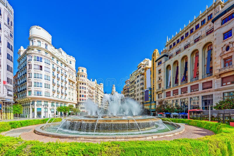 Valencia. Modernisme Plaza of the City Hall Stock Image - Image of hall ...