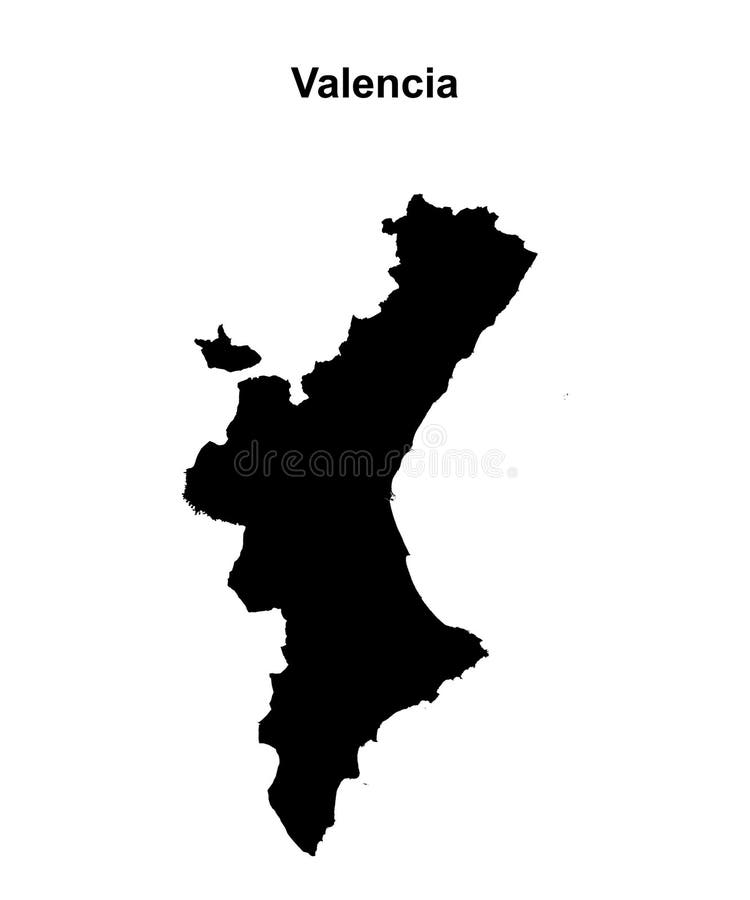 Valencia outline map stock vector. Illustration of autonoma - 360427280