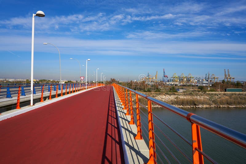 Valencia Port View from Bridge in Pinedo Stock Image - Image of ...