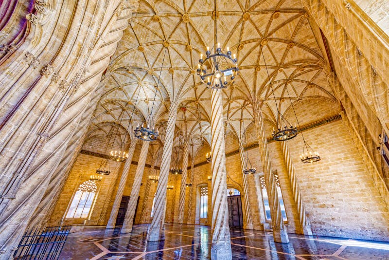 Valencia. Silk Exchange Valencian Gothic-style Building Editorial ...