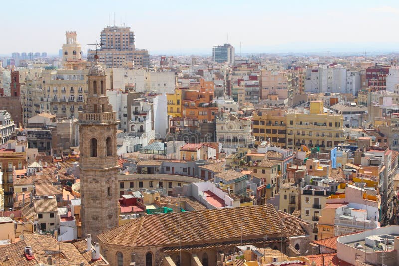 Valencia Skyline Old Town Aerial View Stock Photo - Image of summer ...