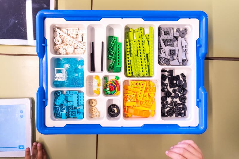 Valencia, Spain - April 13, 2019: Box with Pieces To Create Robots with ...