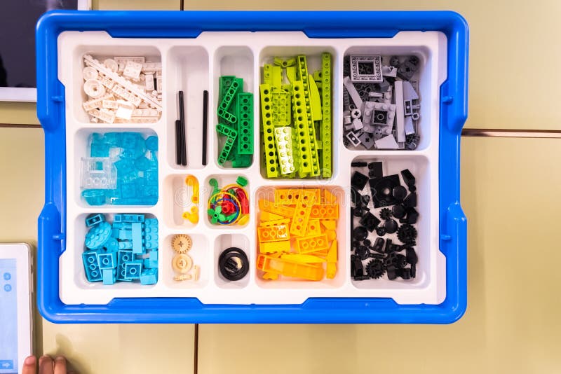 Valencia, Spain - April 13, 2019: Box with Pieces To Create Robots with ...