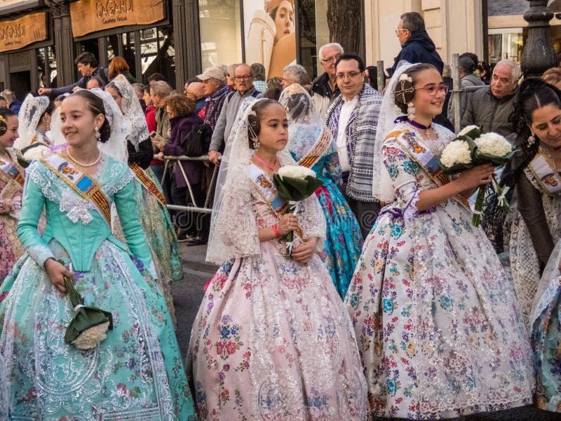 Valencia, Spain, Fallas Parade with Falleras Editorial Photography ...