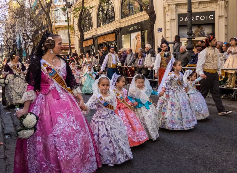 Valencia, Spain, Fallas Parade with Falleras Editorial Stock Image ...