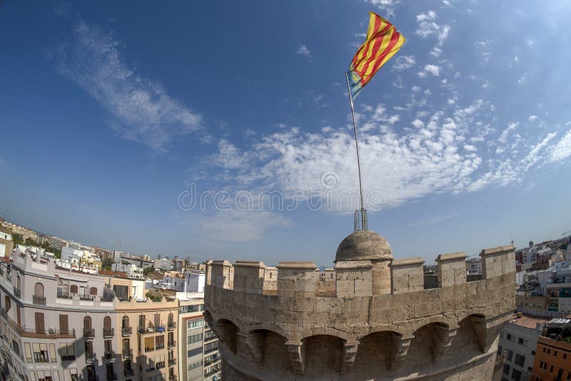 Valencia Torres De Quart Tower Stock Image - Image of fortification ...