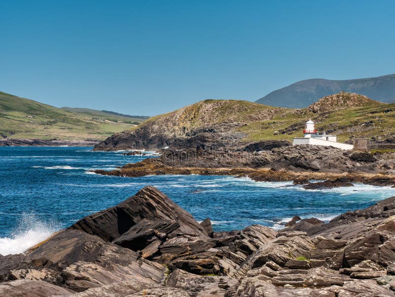 Valentia Island Lighthouse, Kerry, Ireland Stock Image - Image of ...