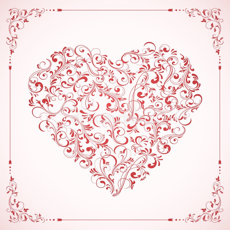 Valentijnskaartenkaart Met Overladen Hart En Kader Vector Illustratie ...