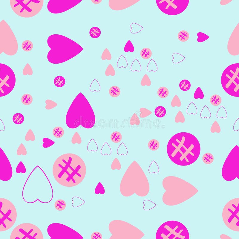 Valentin Seamless Pattern,hearts,ellipses Scribbles. Hand Drawn Stock ...