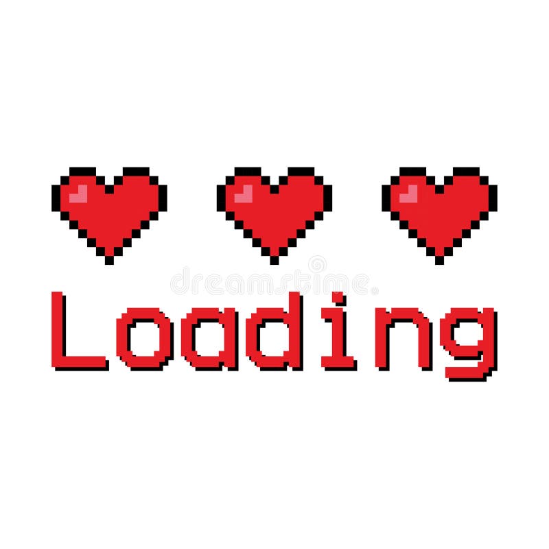 Valentin Day Loading Sign with Pixel Hearts Stock Vector - Illustration ...