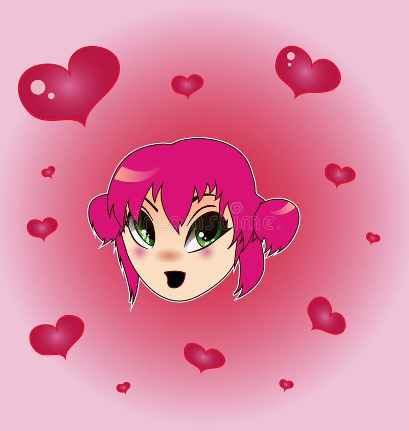Valentine anime girl stock vector. Illustration of card - 82475882