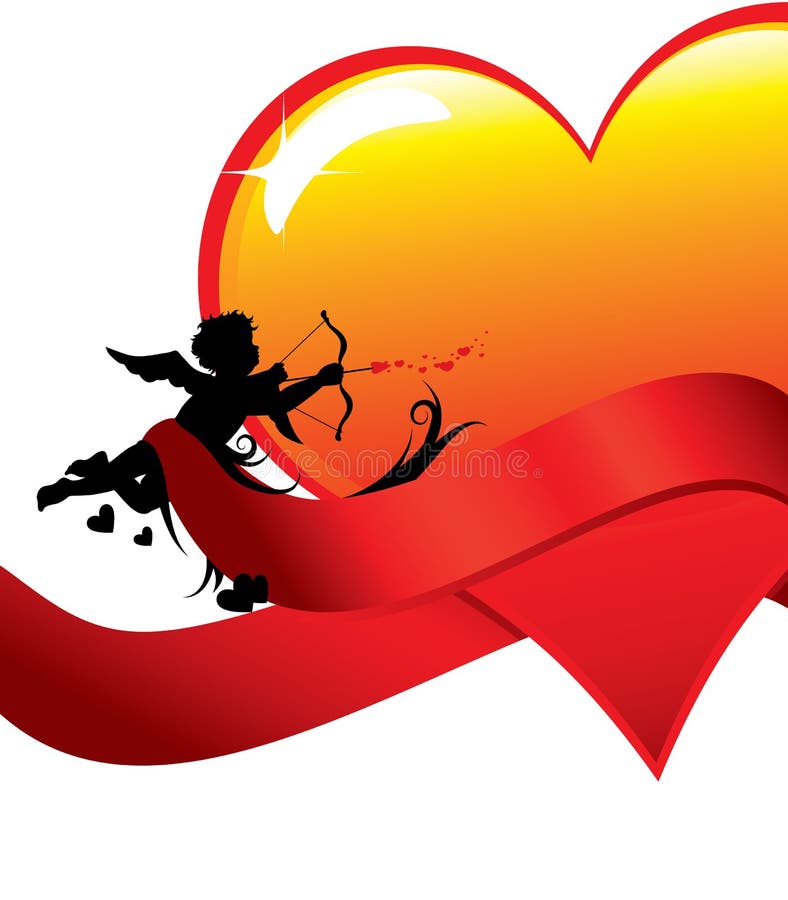 Valentine Background with Cupid and Heart Stock Vector - Illustration ...
