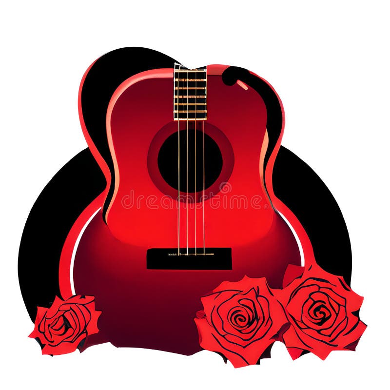 Classical Guitar Red Rose Stock Illustrations – 32 Classical Guitar Red ...