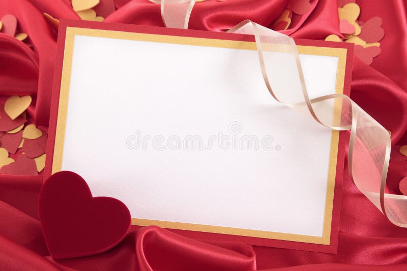 Valentine Blank Card with Ribbon Stock Image - Image of border ...