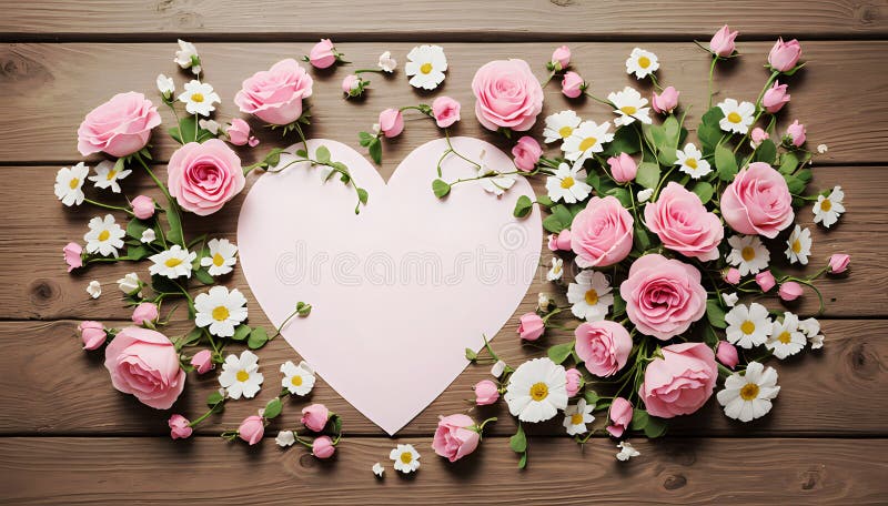 Valentine Blank Note with Flowers Stock Image - Image of abstract ...
