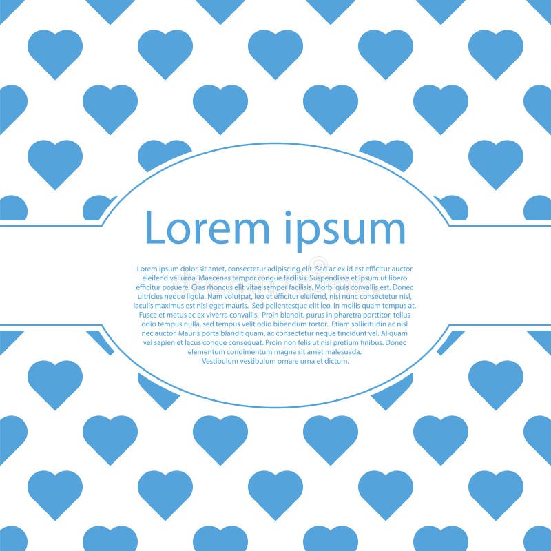 Valentine Blue Heart on White with Oval Frame. Stock Vector ...