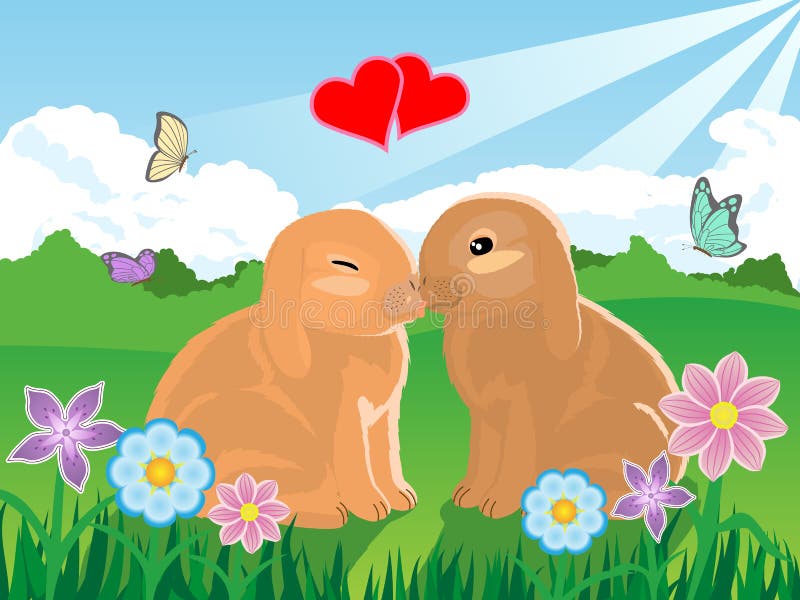 Kissing Bunny Rabbit Stock Illustrations – 132 Kissing Bunny Rabbit ...