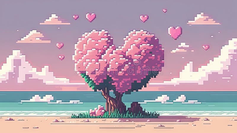 Valentine Card Background Pixel Art Style Graphic Illustration Design ...