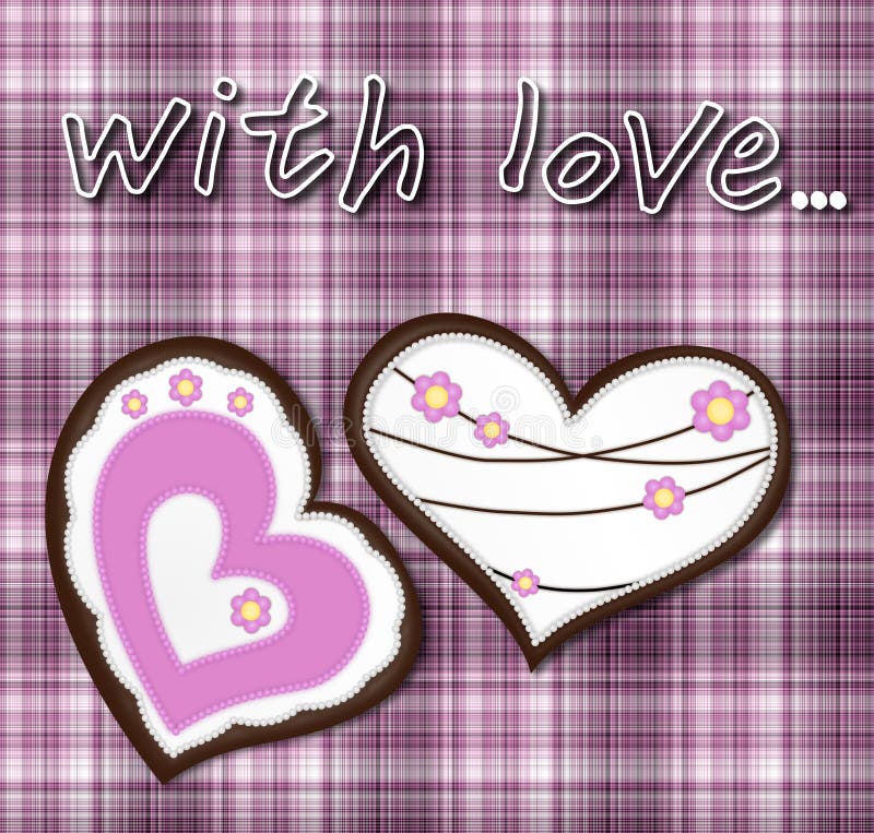 Valentine Card with Gingerbread Hearts Stock Illustration ...