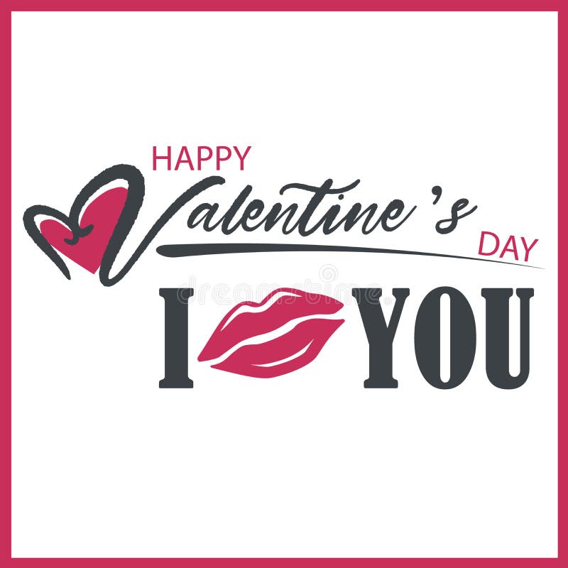 Valentine Card with an Inscription and Mouth Template Stock Vector ...