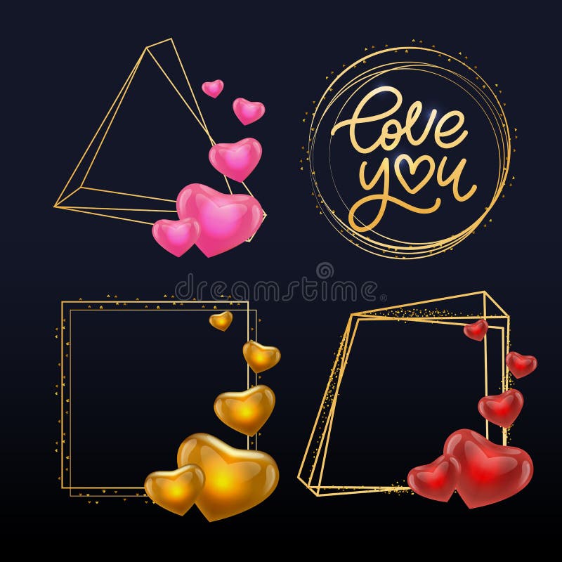 Valentine Card Love You With Calligraphic Lettering On A Red Background