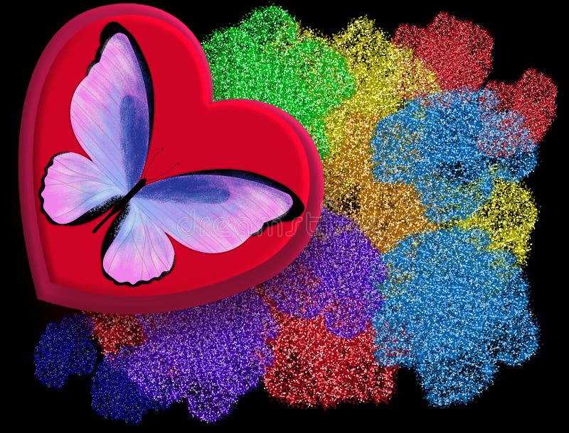 Valentine Card with a Moth in a Heart Stock Illustration - Illustration ...