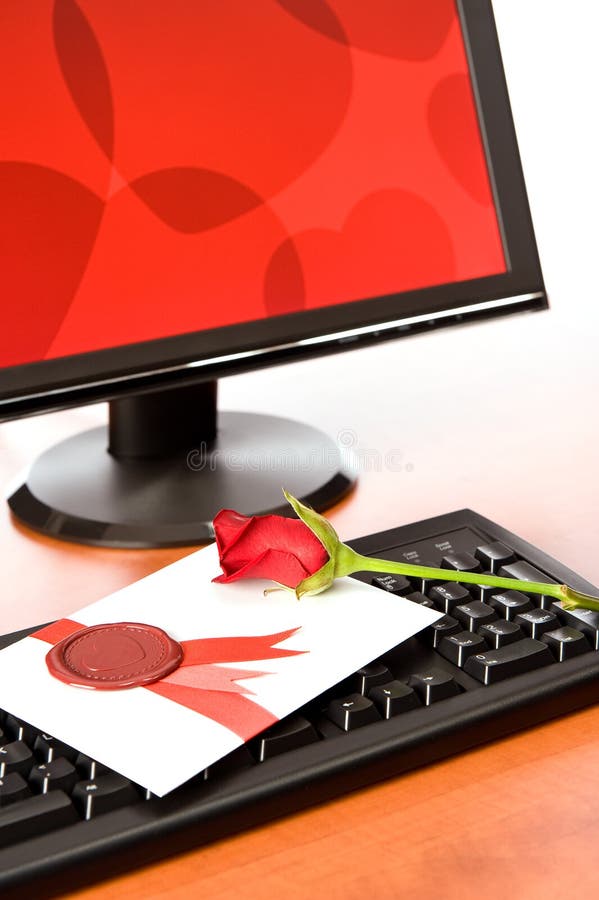 Valentine Card with Rose on Keyboard Stock Photo - Image of ...