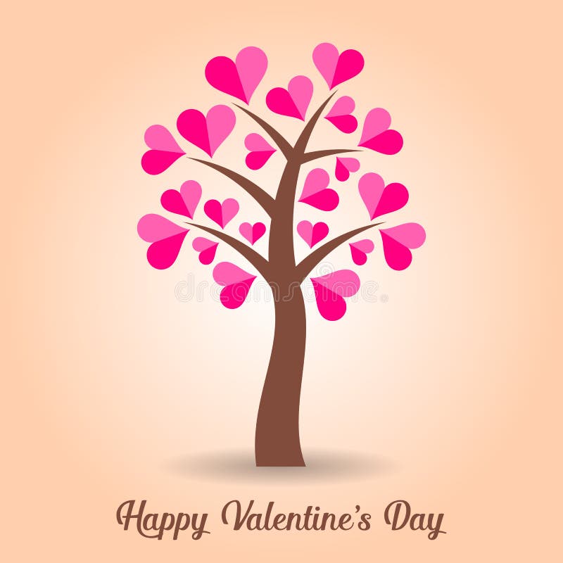 Valentine card with tree stock vector. Illustration of background ...
