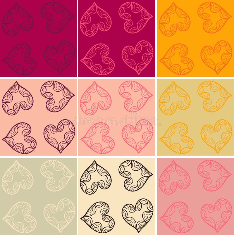 Valentine Cards Patterns Set Stock Vector - Illustration of decor, pink ...