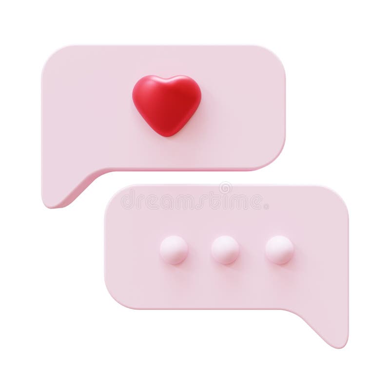Valentine Chat 3D Render Element Stock Image - Illustration of heart ...