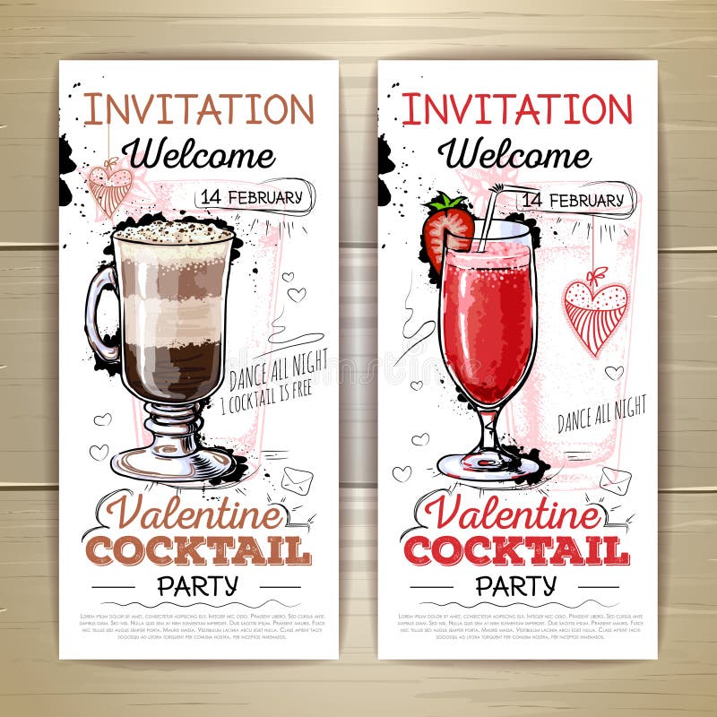Valentine Cocktail Party Poster. Stock Vector - Illustration of draw ...