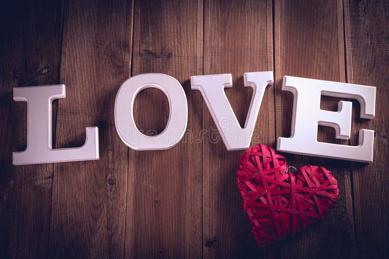 Valentine Concept on Wooden Table with White Letters Stock Photo ...