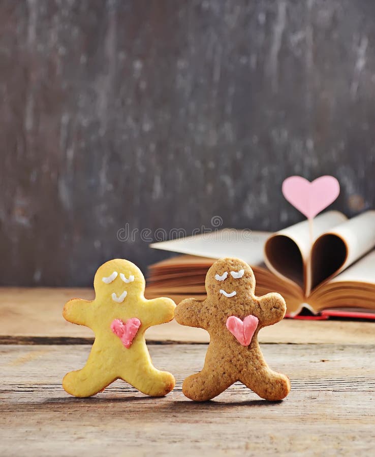 Valentine Cookies Gingerbread Man with Heart Stock Photo - Image of ...